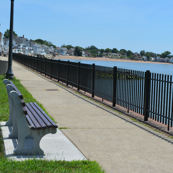 Concrete and Wood Surface Mounted Park Bench - Kenneth Lynch and Sons