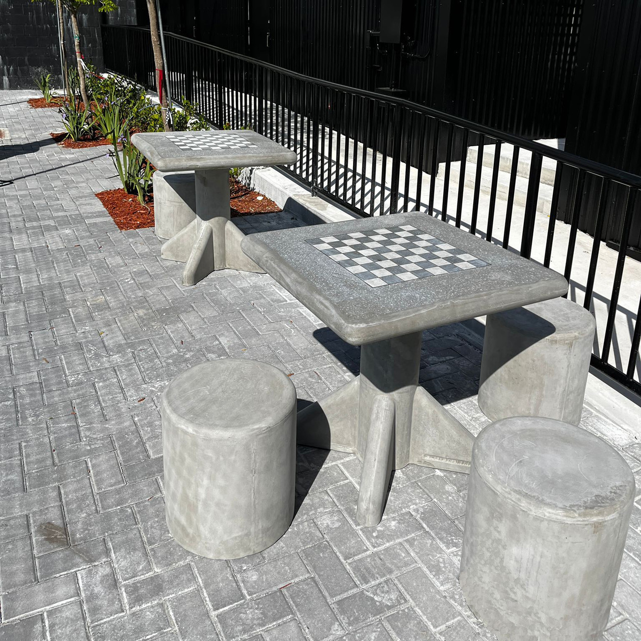 Concrete Freestanding Chess Table and Stool Set - Kenneth Lynch and Sons
