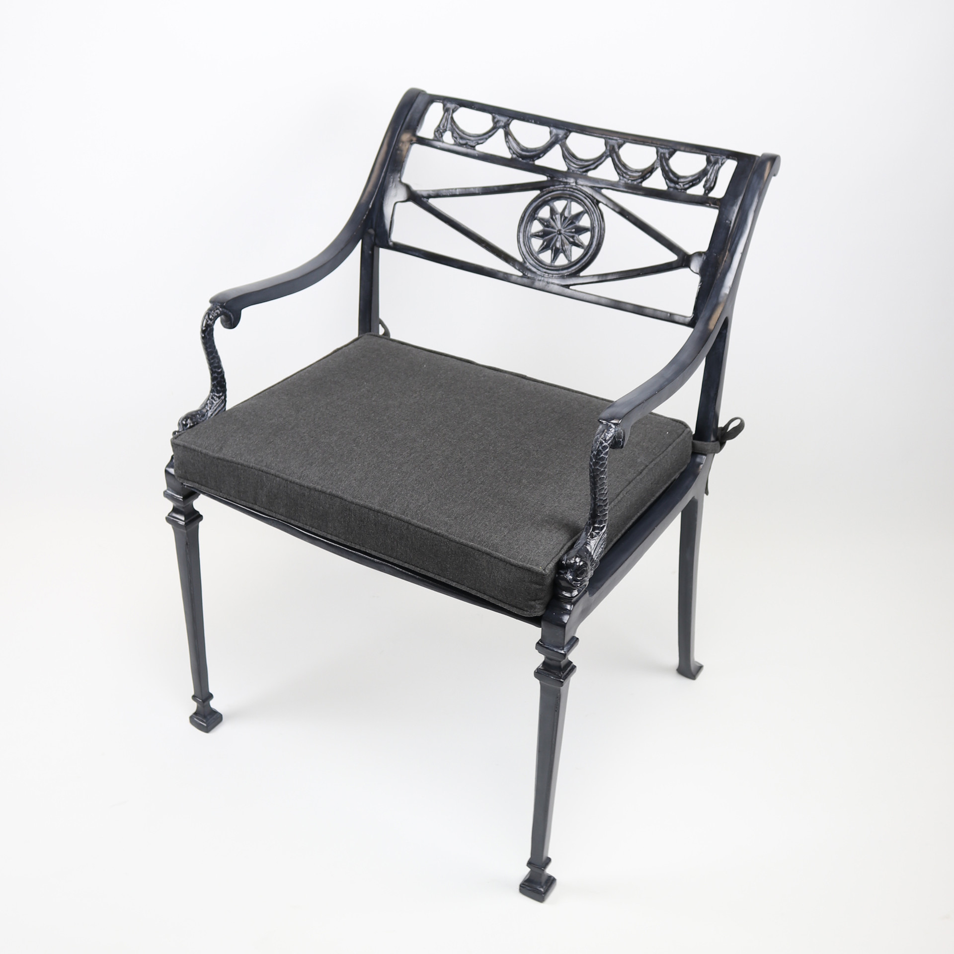 Star and Dolphin Arm Chair with Filigree Seat - Kenneth Lynch and Sons