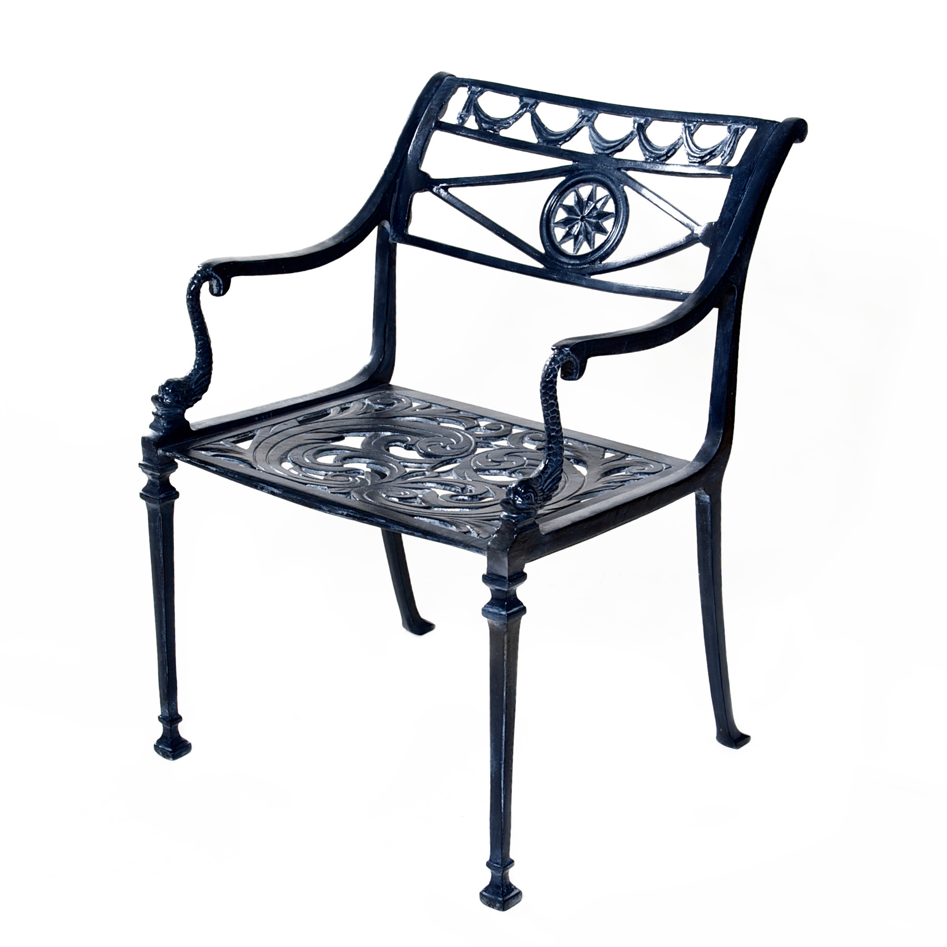 Star and Dolphin Double Settee with Filigree Seat - Kenneth Lynch and Sons