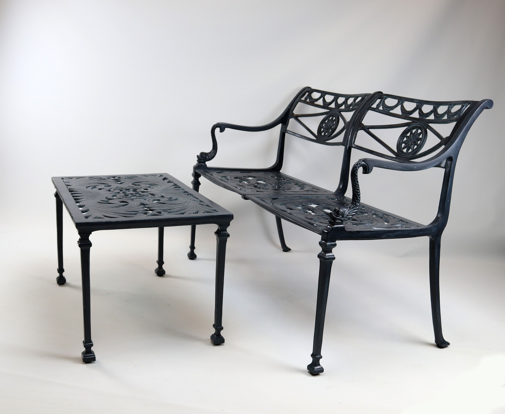 Star and Dolphin Double Settee with Filigree Seat - Kenneth Lynch and Sons