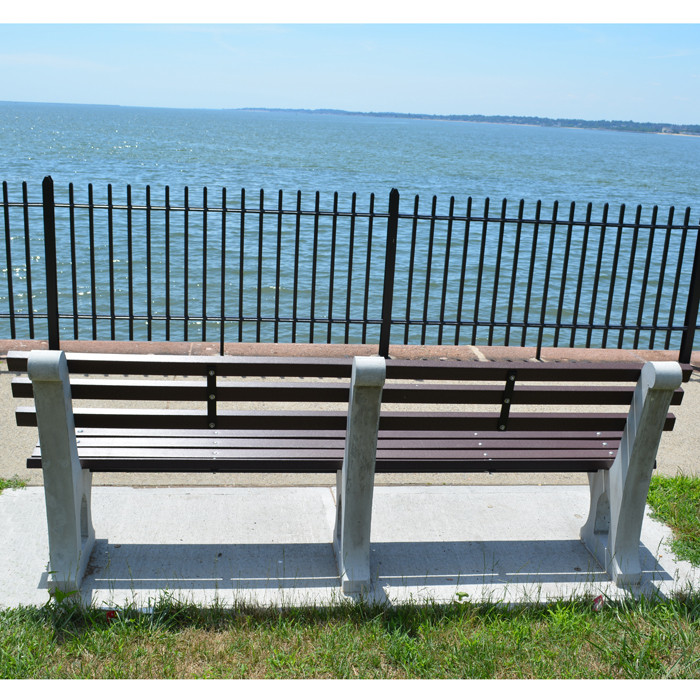 Concrete and Wood Surface Mounted Park Bench - Kenneth Lynch and Sons