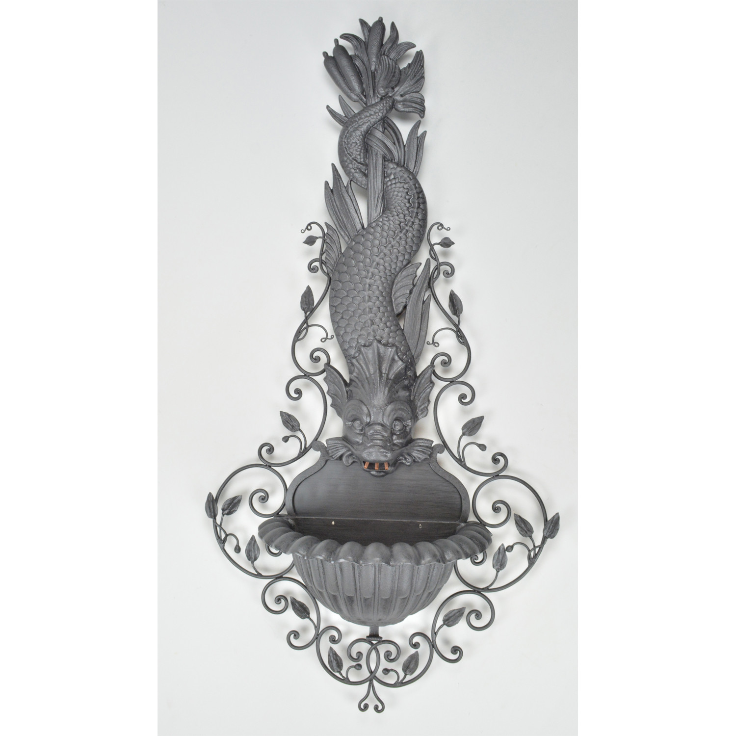 Dolphins with twisted tails Wall Fountain - Kenneth Lynch and Sons
