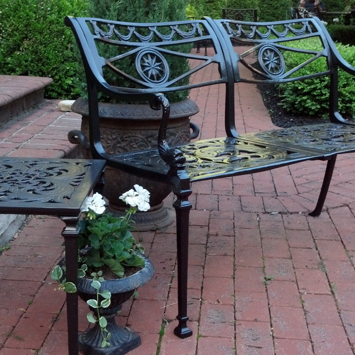 Star and Dolphin Double Settee with Filigree Seat - Kenneth Lynch and Sons