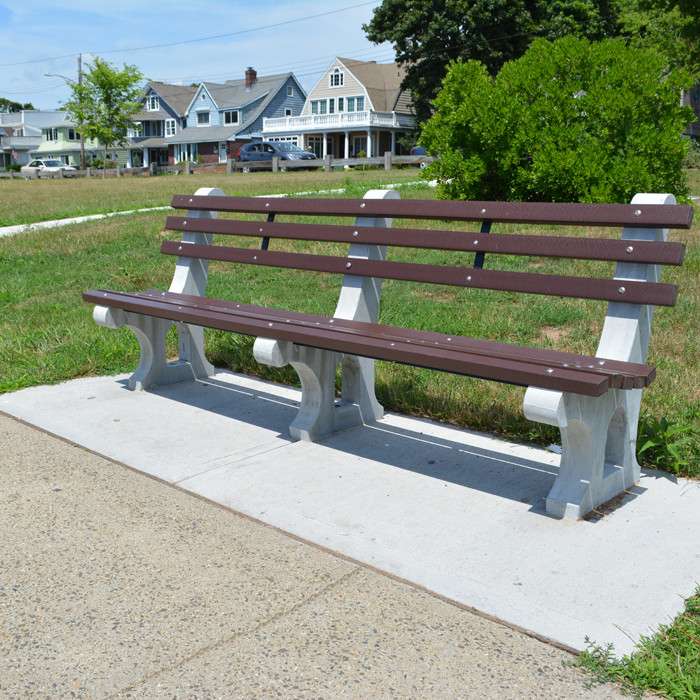 Concrete and Wood Surface Mounted Park Bench - Kenneth Lynch and Sons
