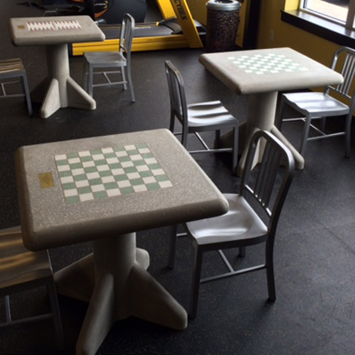 Concrete Freestanding Chess Table and Stool Set - Kenneth Lynch and Sons