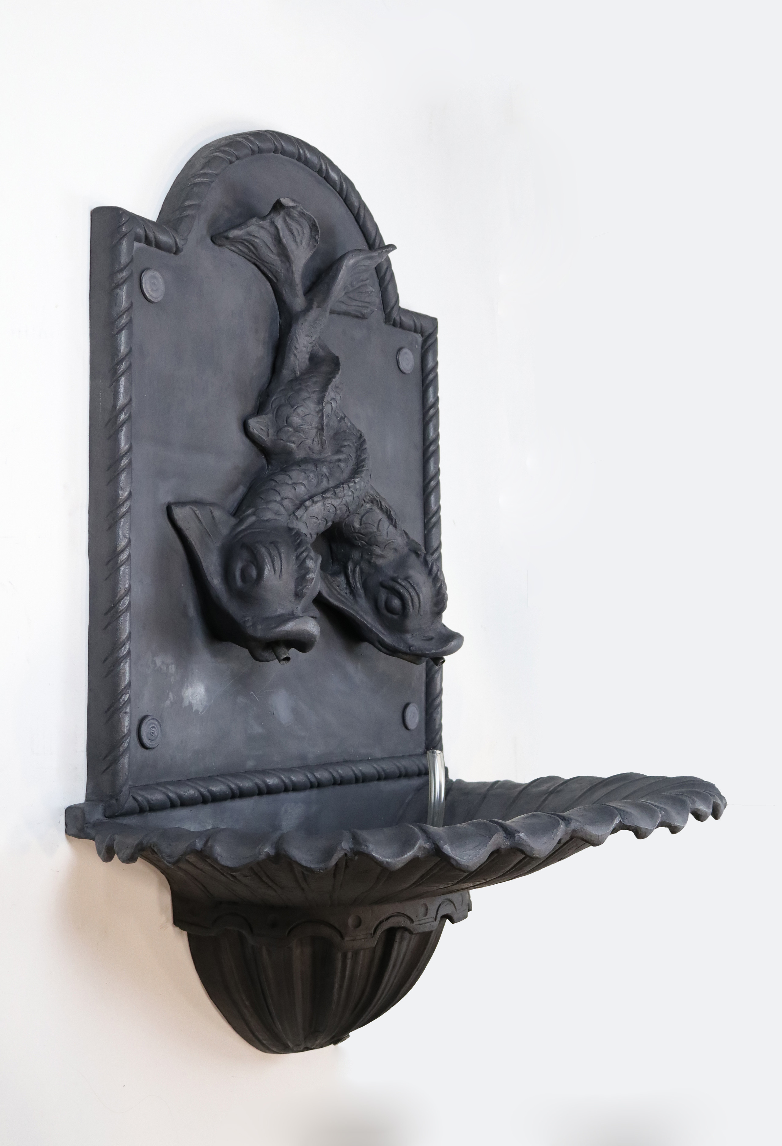 Dolphins with twisted tails Wall Fountain - Kenneth Lynch and Sons