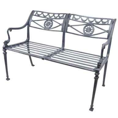 Star and Dolphin Double Settee with Slatted Seat - Kenneth Lynch and Sons