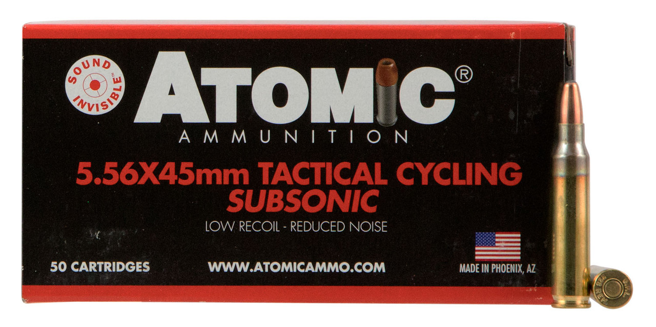 Atomic Subsonic 5.56 Remington Low Recoil, Reduced Noise 112 Grain Soft ...