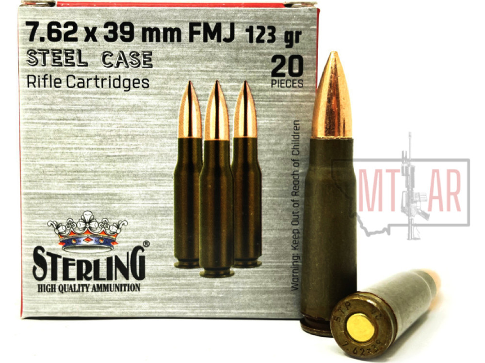 Sterling 7.62x39mm 123 Grain Full Metal Jacket, Steel Case Lacquer ...