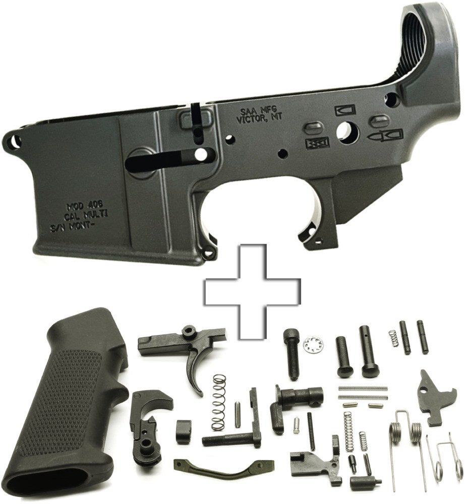 SAA Assembled AR15 Forged Lower Receiver - NO-LOGO + Lower Parts Kit ...