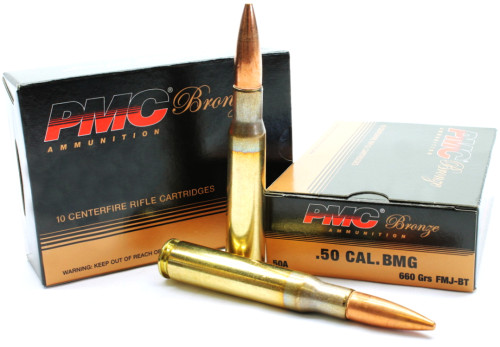50 BMG 660 Grain FMJ-BT PMC Bronze 50A - 10 Rounds