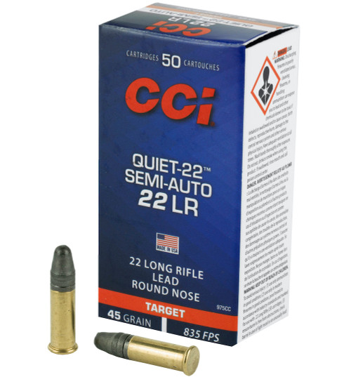 CCI Quiet-22 .22 Long Rifle 45 Grain Lead Round Nose (LRN) 975CC Ammunition