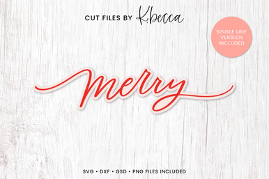 Merry Script Word Cut Files with Shadow (Single Line Version Included ...