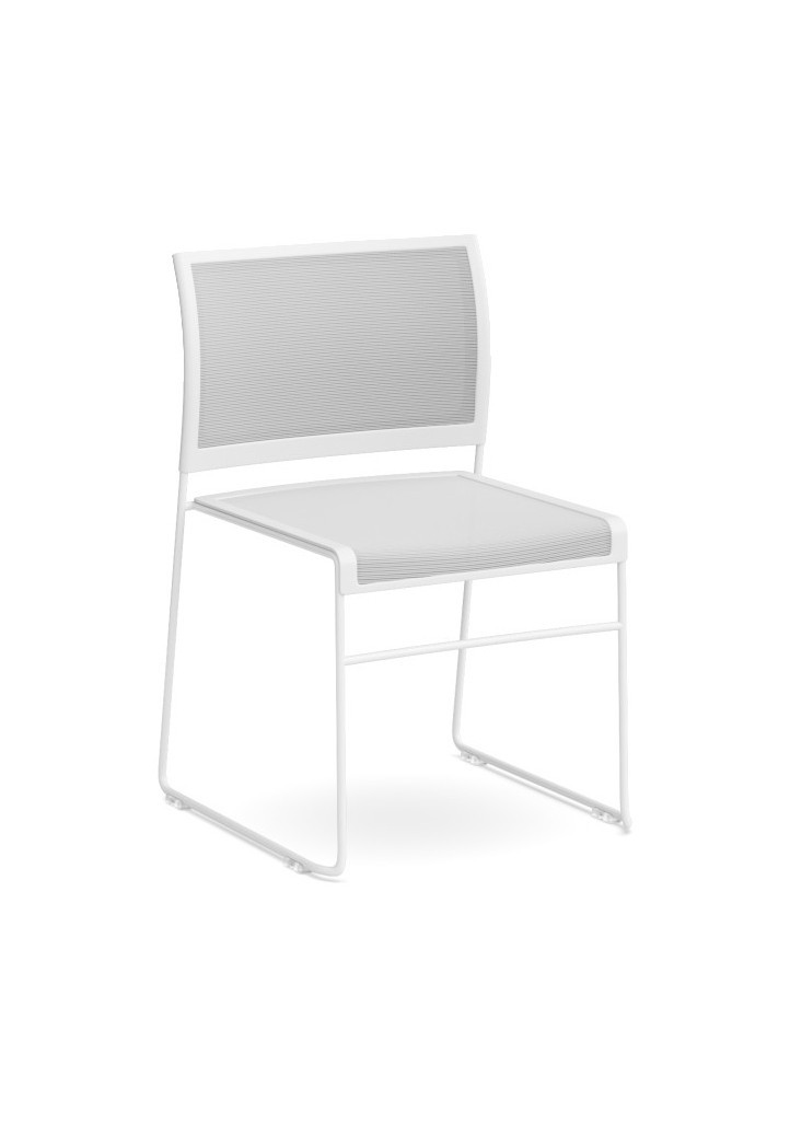 Kobi Sled Chair - Mesh Seat and Back - White - Krost Business Furniture ...