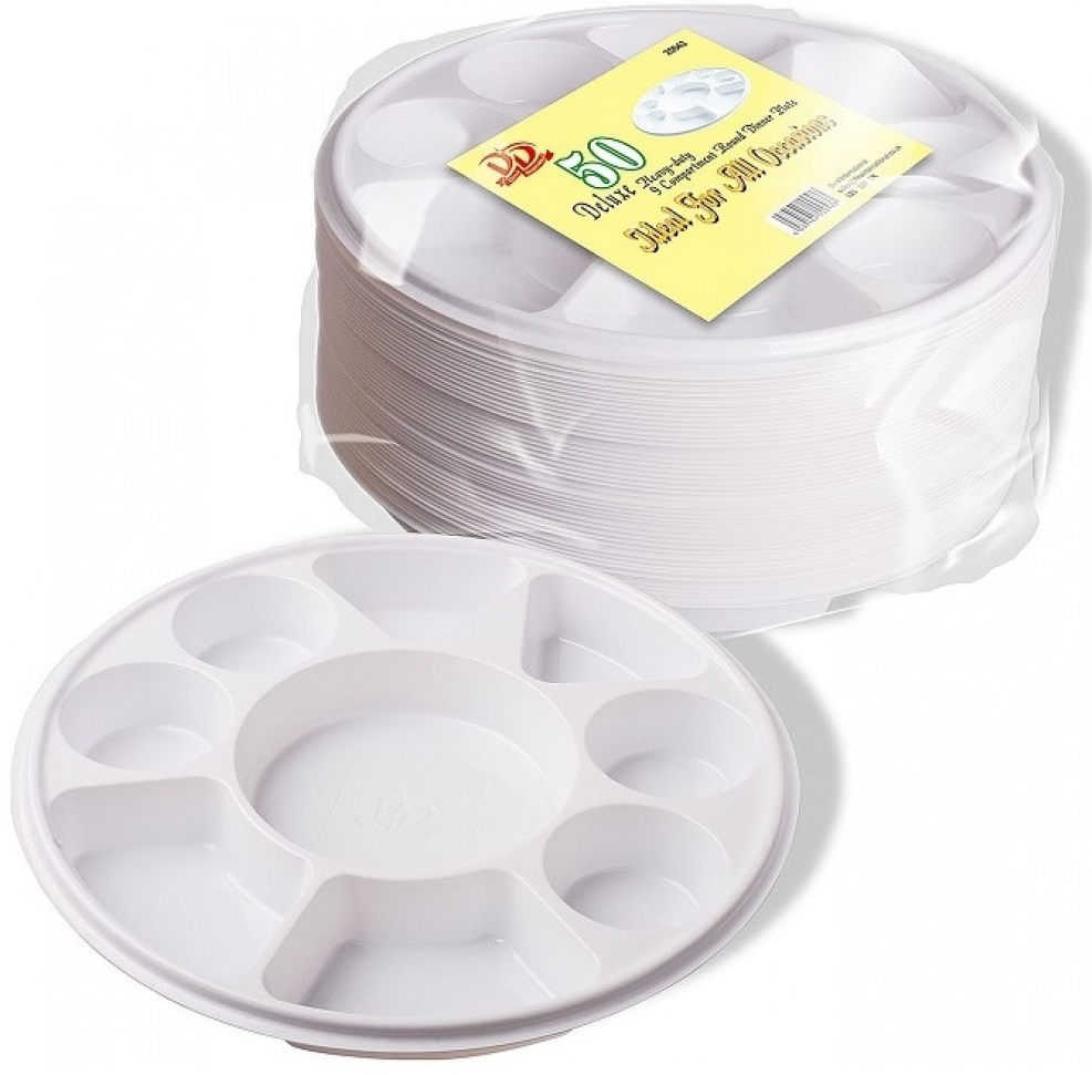 Disposable Party Plates | 50 Pcs | 9 Division | 31cm