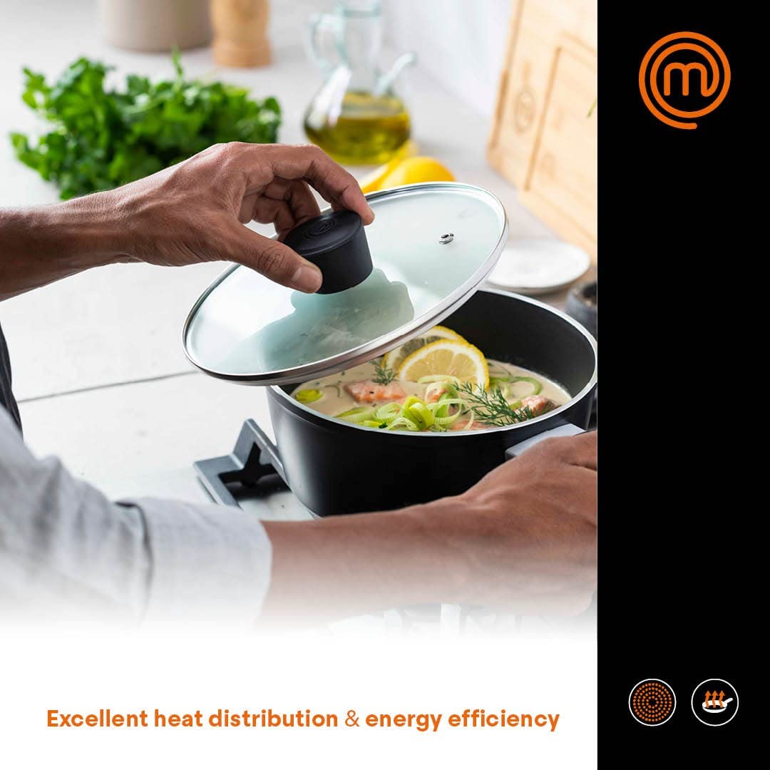 MasterChef Stock Pot with Lid 24cm Non Stick Casserole, Stew & Soup Pan ...