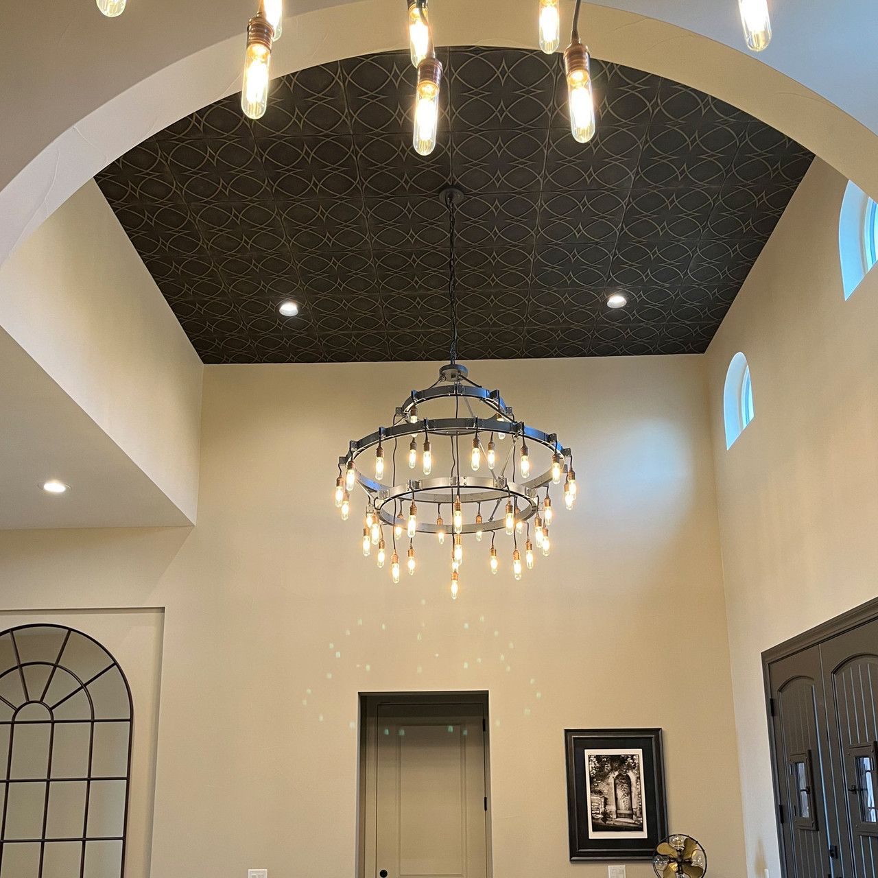Circles and Stars 20 in x 20 in Glue-up Styrofoam Ceiling Tile Pack - #R82
