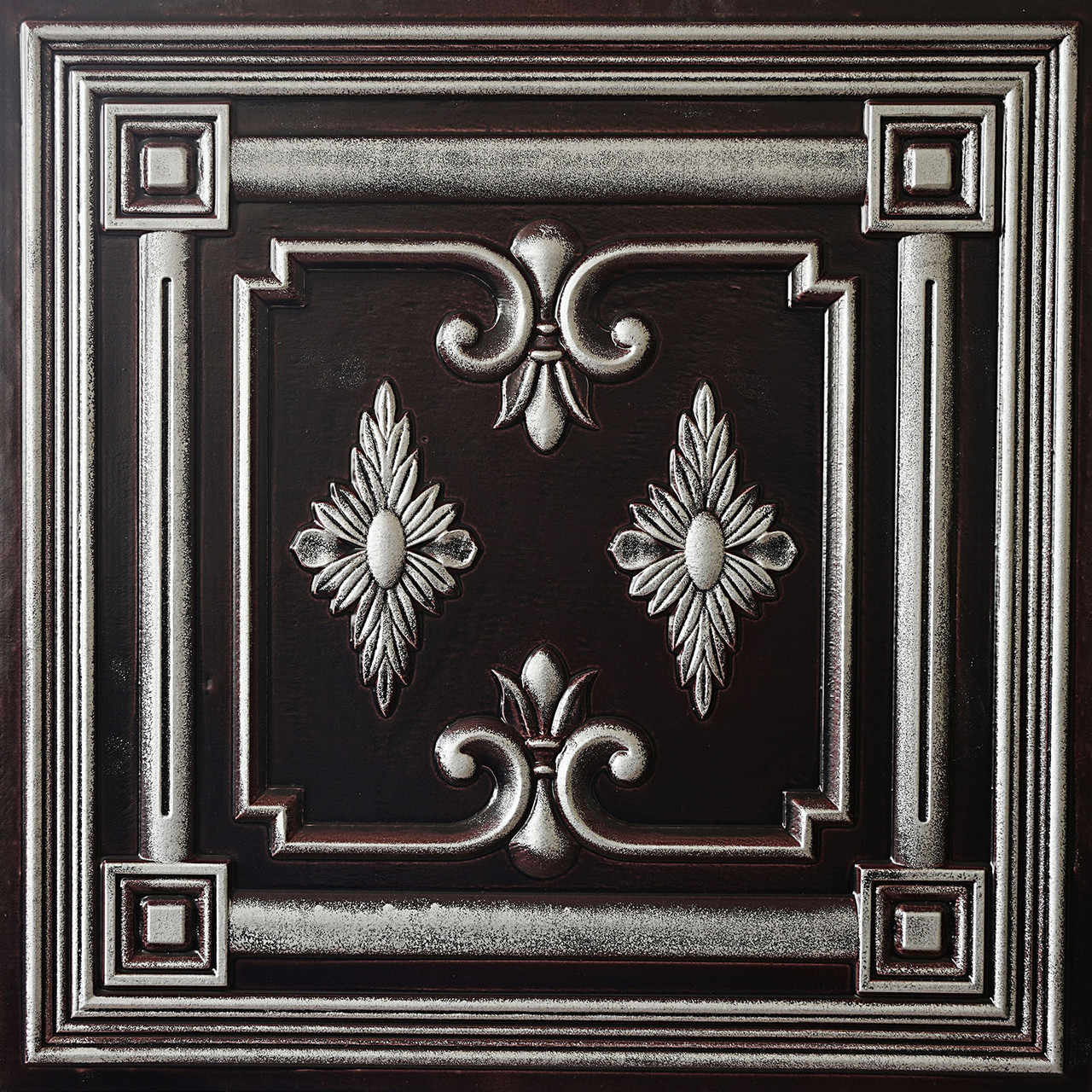 Medieval Shield - Faux Tin Ceiling Tile - 24 in x 24 in - #DCT63