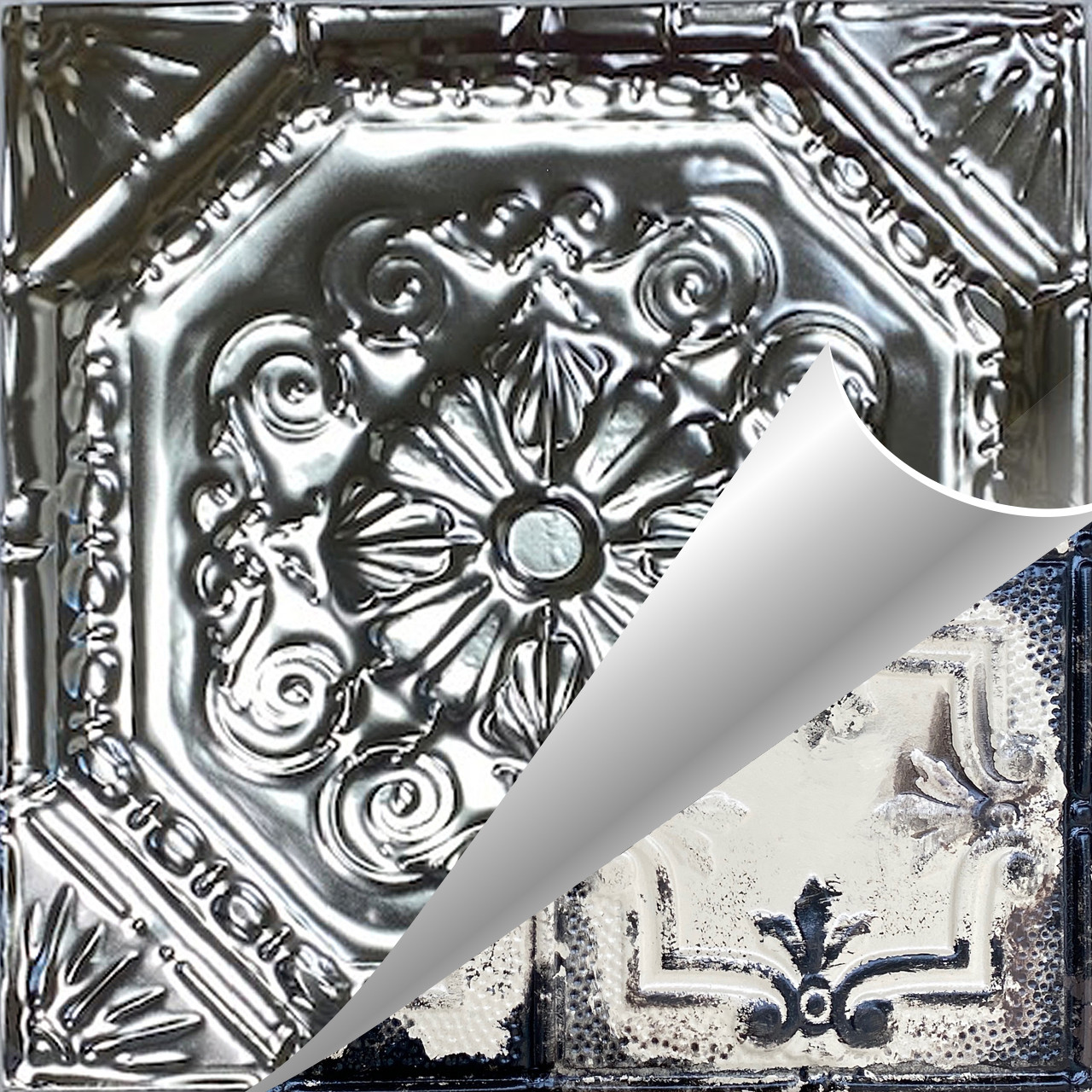 Octo - Shanko - Hand Painted - Tin Ceiling Tile - #527