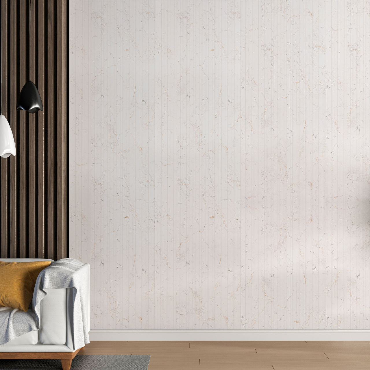 Small Slats Walnut Polystyrene Wood Slat Walls 112x12" | DCT