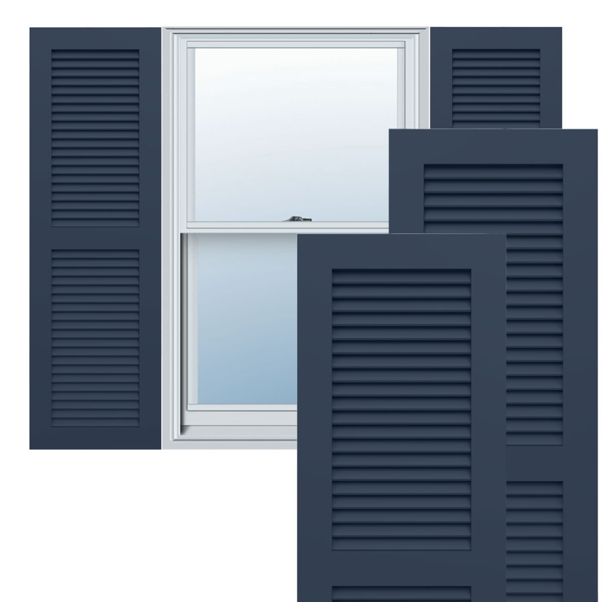 True Fit PVC Two Equal Louver Shutters (Per Pair)