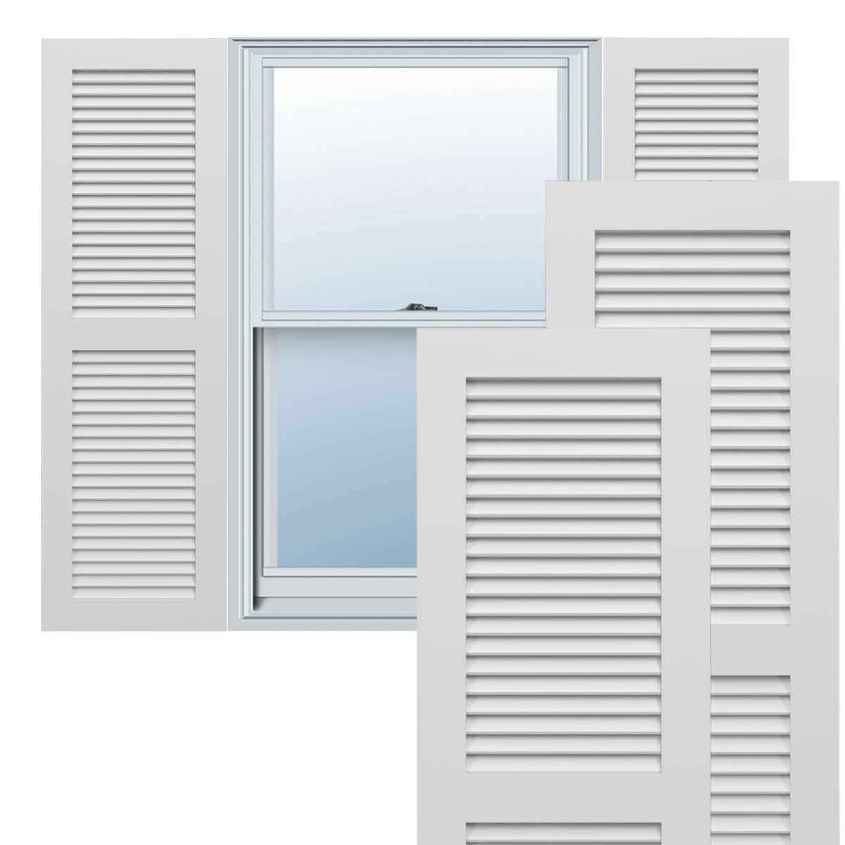 True Fit PVC Two Equal Louver Shutters (Per Pair)