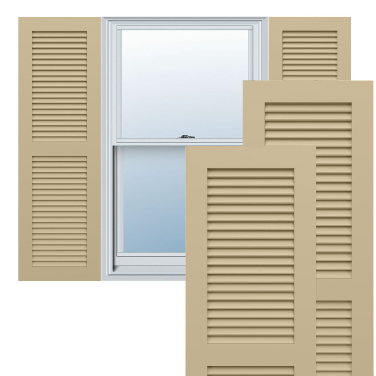 True Fit PVC Two Equal Louver Shutters (Per Pair)