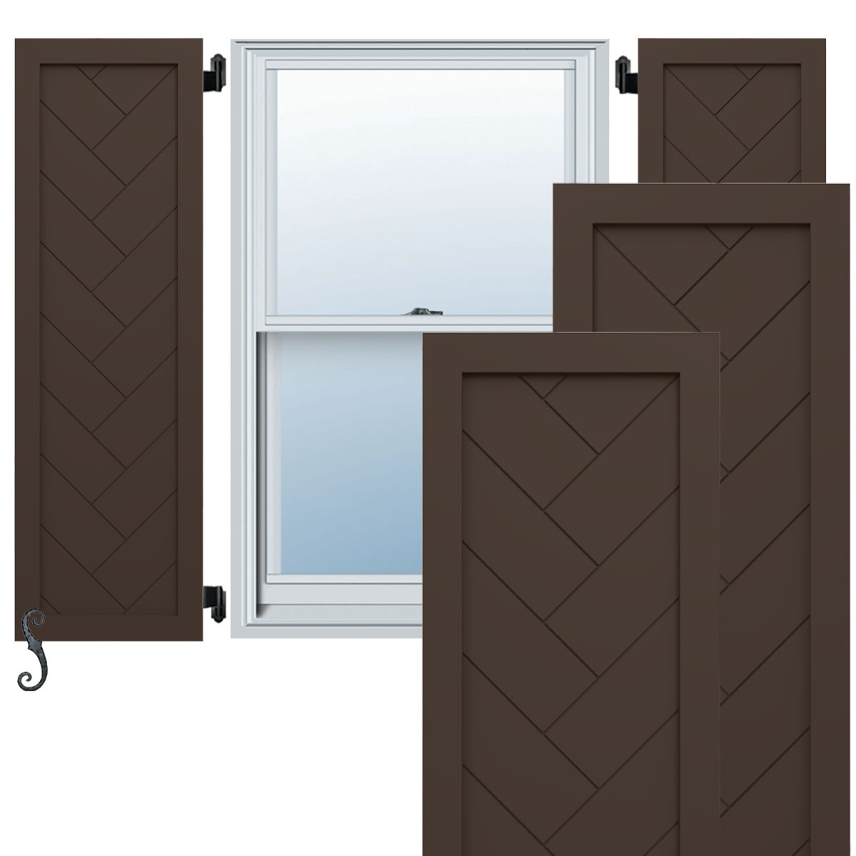 EnduraCore Composite Single Panel Herringbone Modern Style Shutters ...