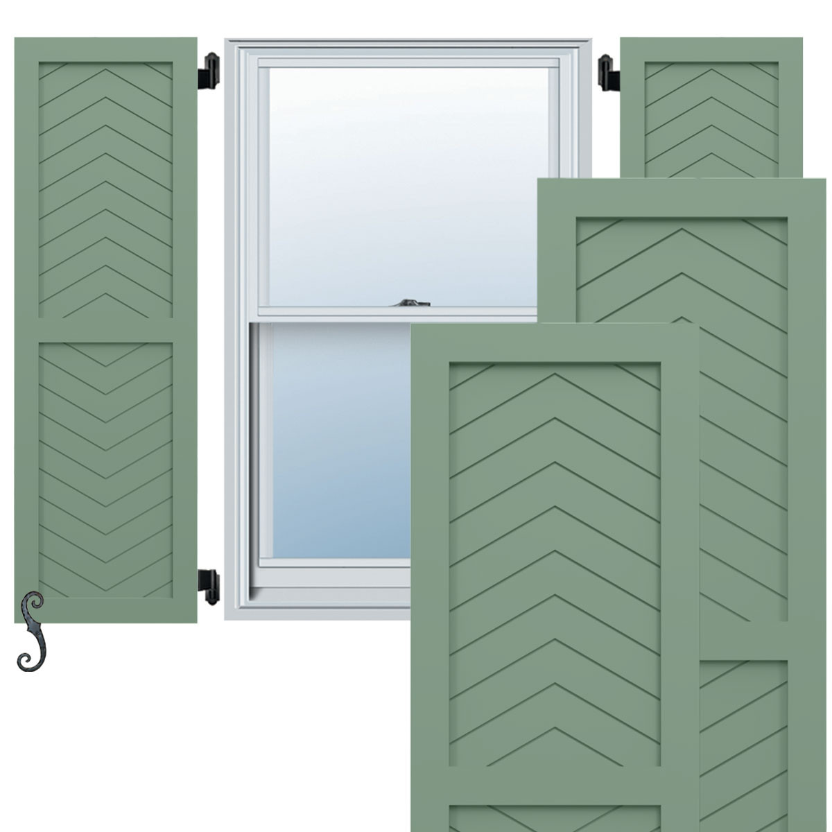 EnduraCore Composite Two Panel Chevron Modern Style Shutters (Per Pair)