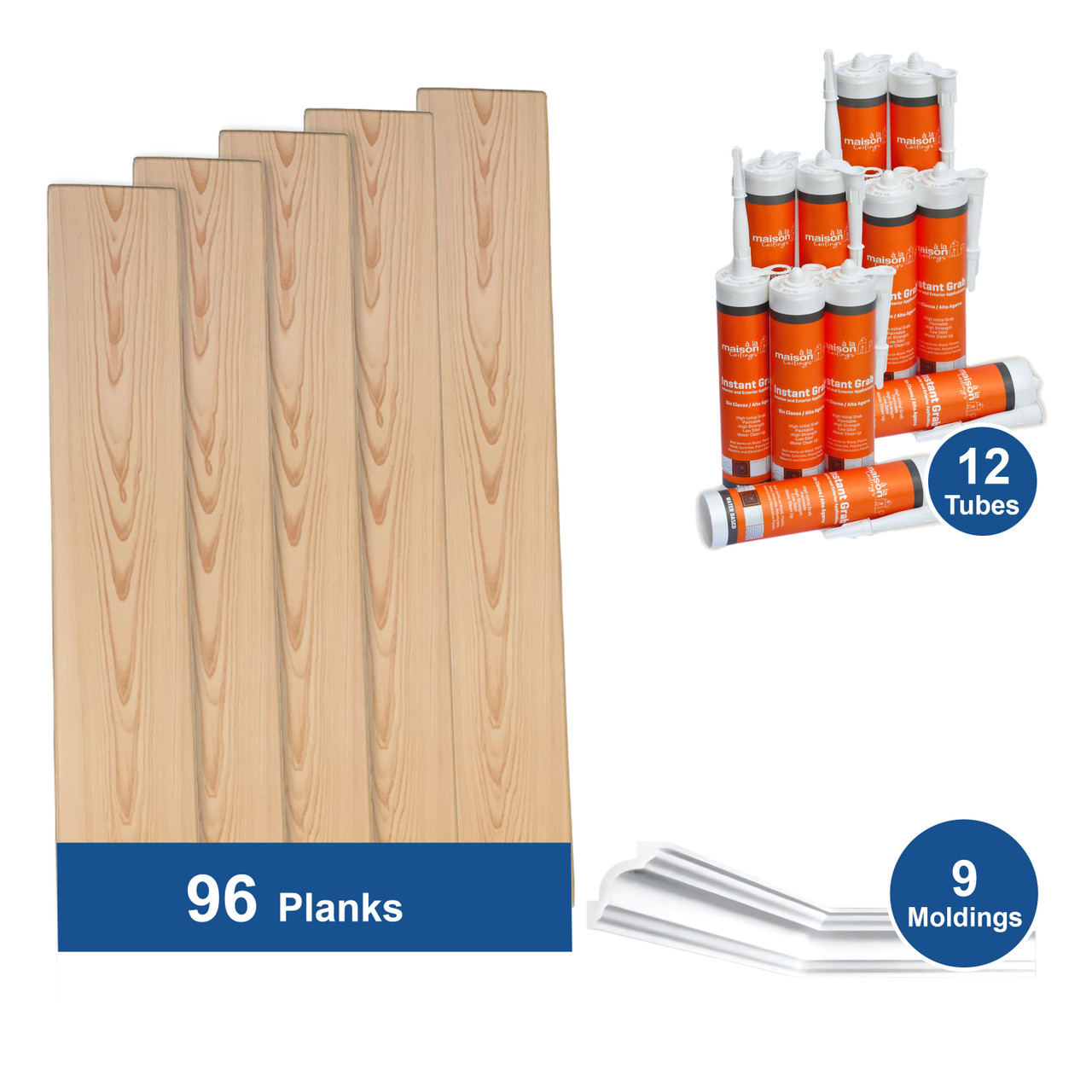 WP01nm Foam Wood Ceiling Planks Bundle covers 12x12 ft Room with ...