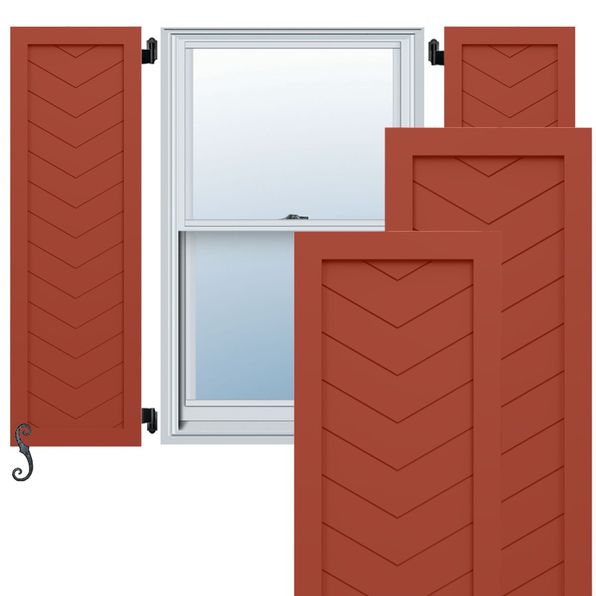 EnduraCore Composite Single Panel Chevron Modern Style Shutters (Per Pair)