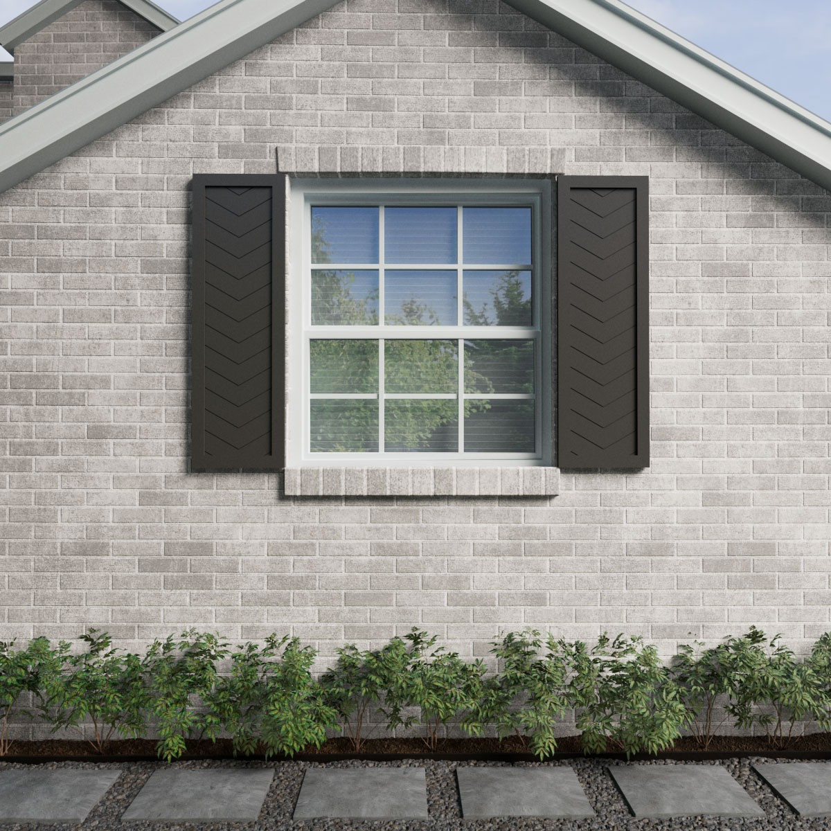 EnduraCore Composite Single Panel Chevron Modern Style Shutters (Per Pair)