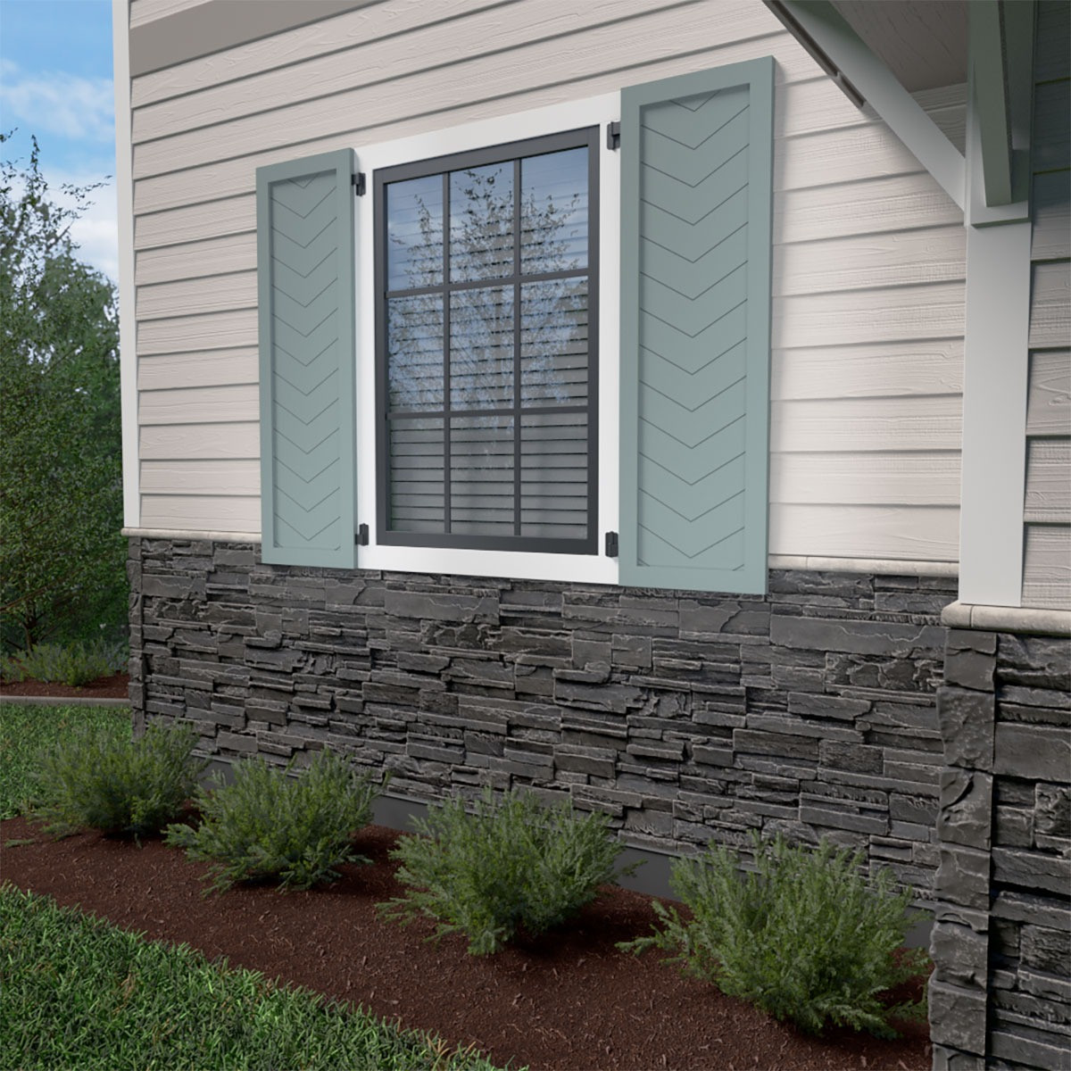 EnduraCore Composite Single Panel Chevron Modern Style Shutters (Per Pair)