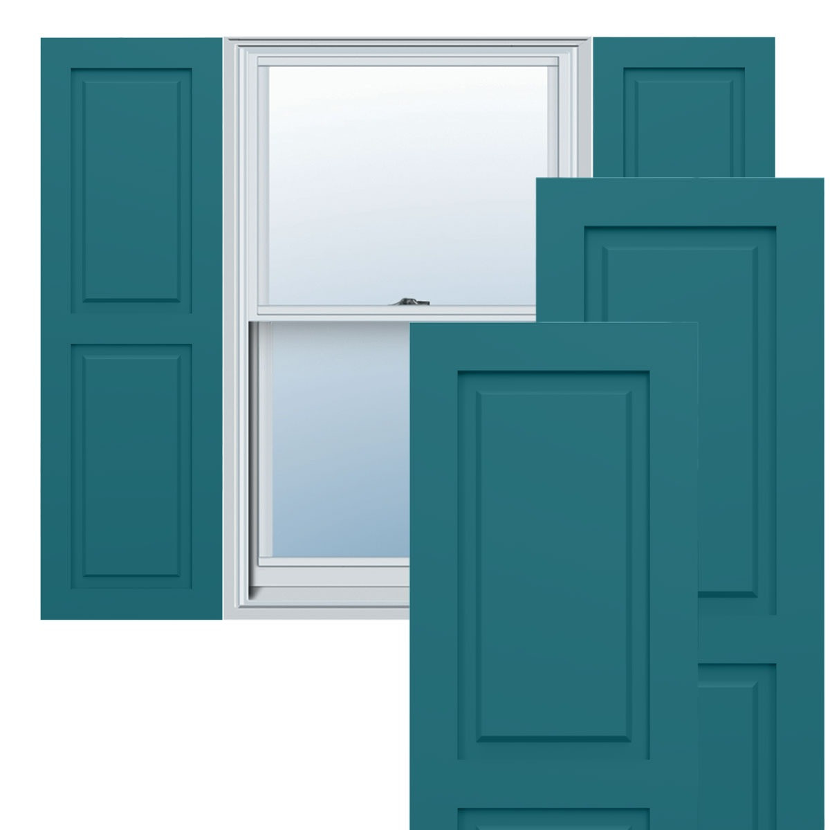 True Fit PVC, Two Equal Raised Panel Shutters (Per Pair)
