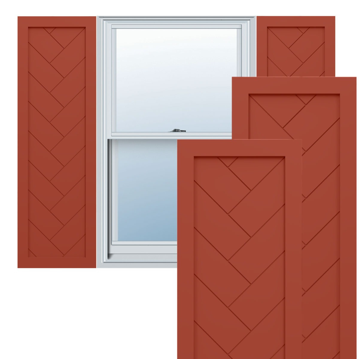 True Fit PVC Single Panel Herringbone Modern Style Fixed Mount Shutters ...