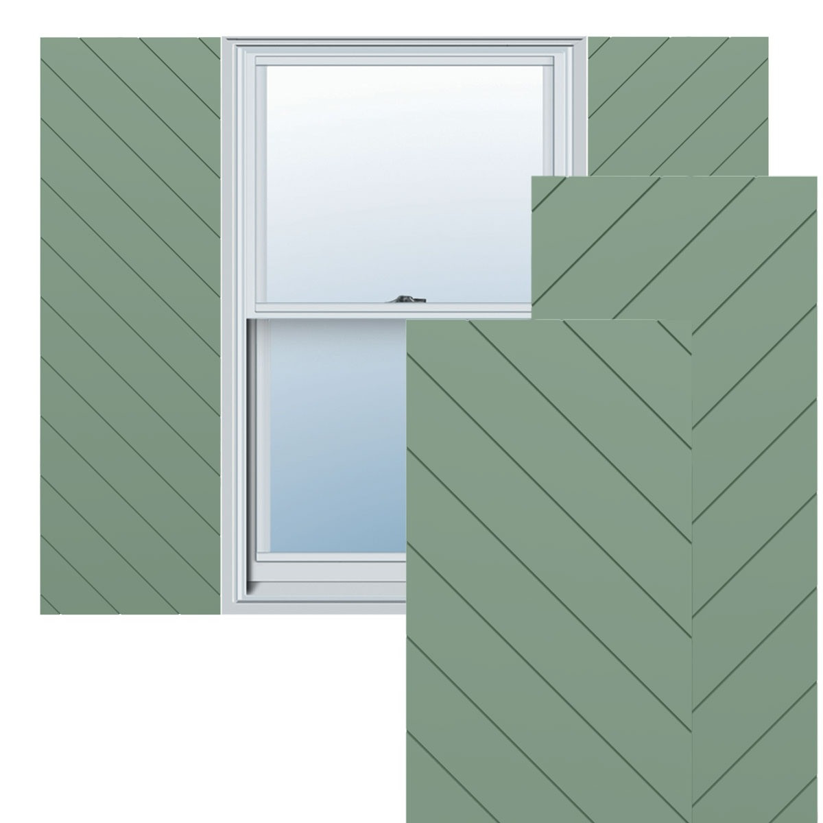 True Fit PVC Diagonal Slat Modern Style Fixed Mount Shutters (Per Pair)