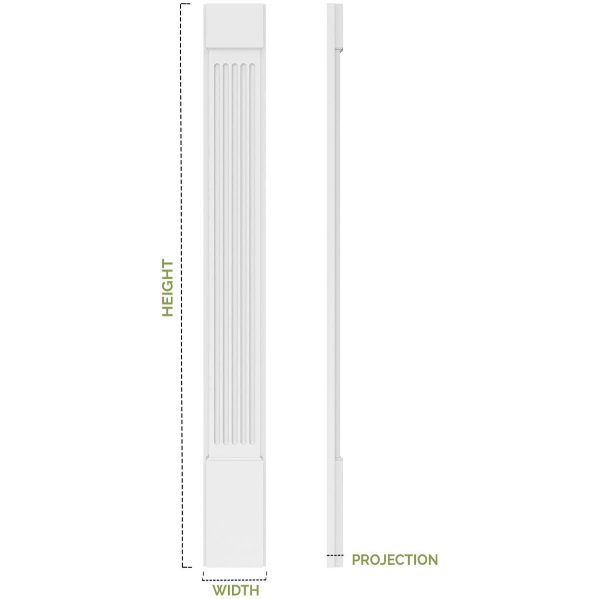 TrueCraft Two Equal Flat Panel Pilaster with Capital & Base ...