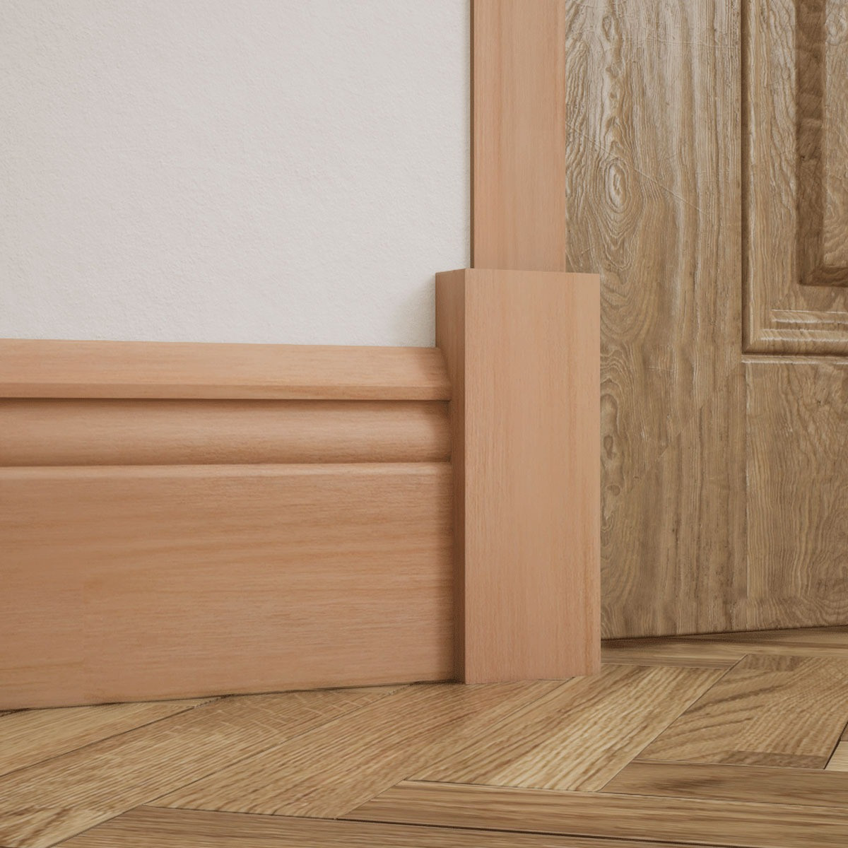 Americraft Solid Hardwood Stain Grade Smooth Plinth Block with Squared Edge