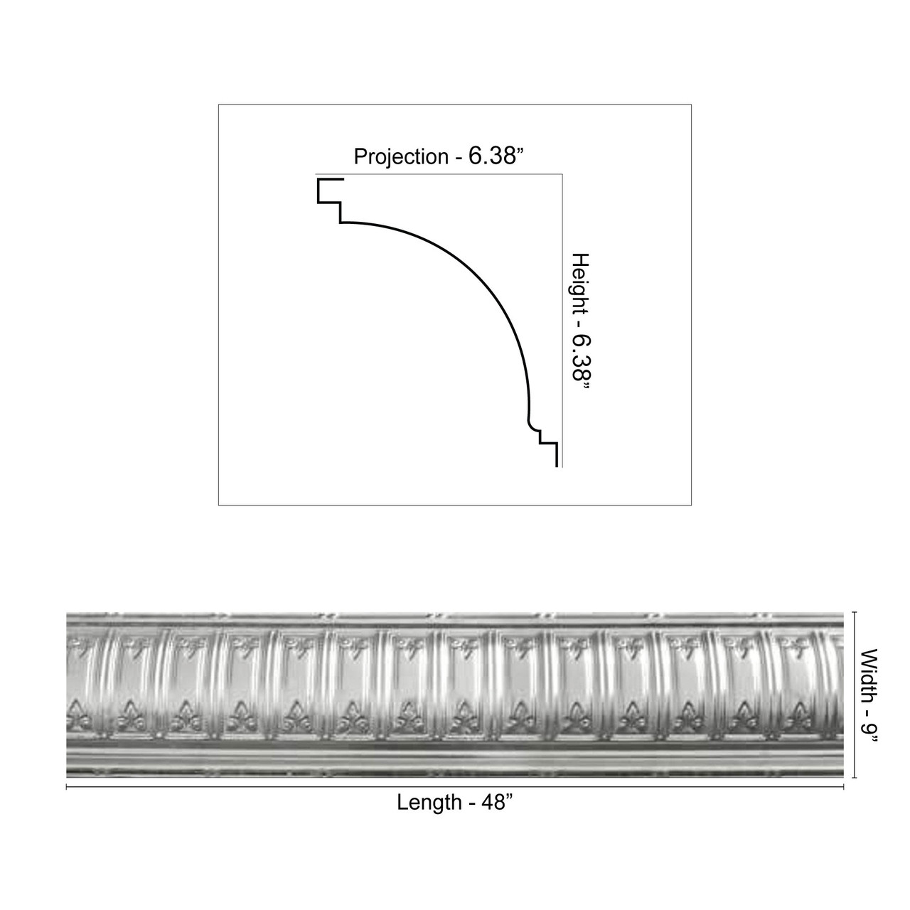 Shanko - Powder Coated Tin Cornice - 9 in. Wide 48 in. Long - #700