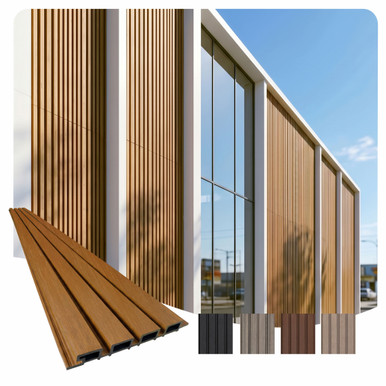 Teak Finish 114 in x 8.62 in Exterior Slat Wall Siding and Cladding ...
