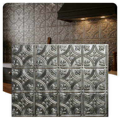 Savannah MirroFlex Crosshatch Silver 18 in. x 24 in. Glue-Up PVC ...