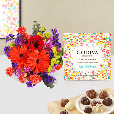 Flowers & Godiva Chocolates -For USA - Rakhi.com