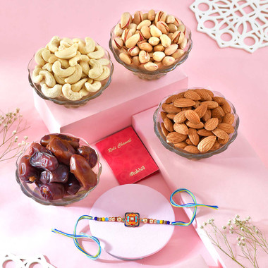 Single Rakhi With Assorted Dryfruits Combo - Rakhi.com
