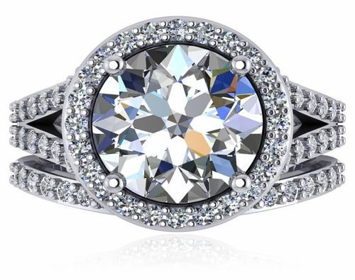 Burke 4 Carat Round Cubic Zirconia Pave Set Cathedral Split Shank ...