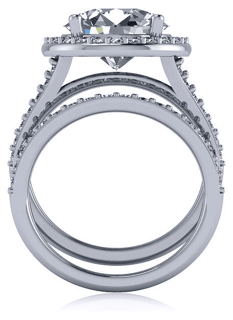 Burke 4 Carat Round Cubic Zirconia Pave Set Cathedral Split Shank ...