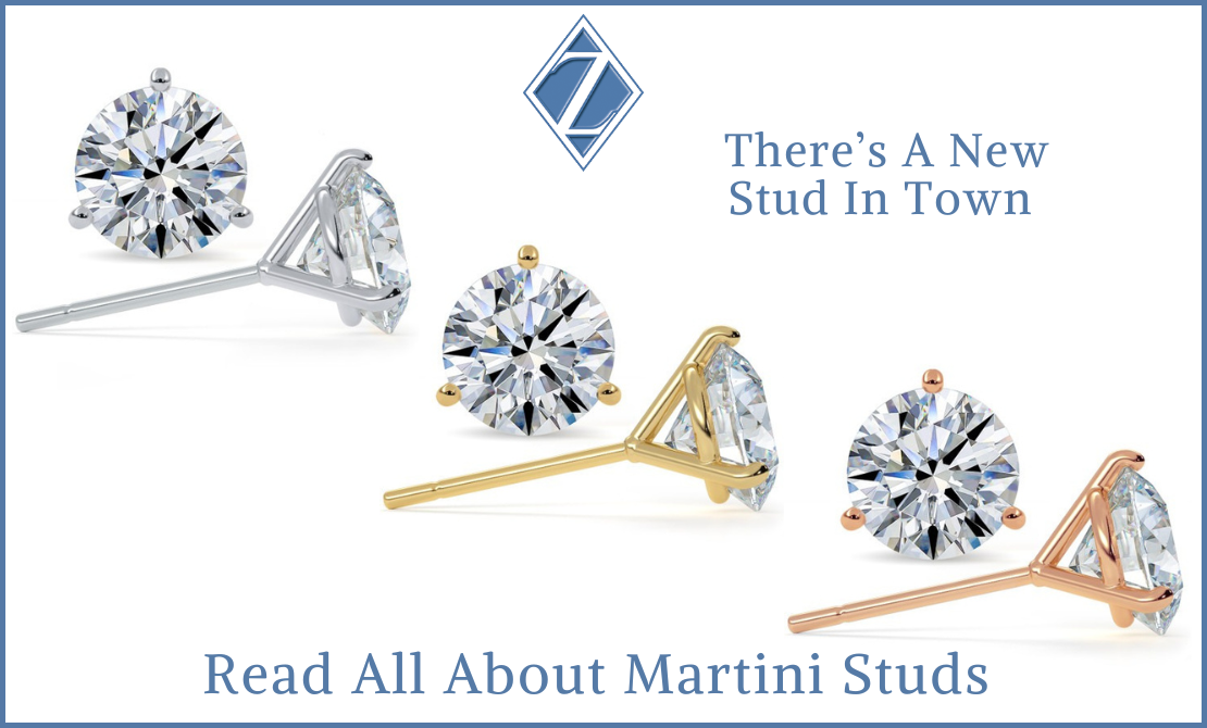 All About Three Prong Martini Setting Round Brilliant Diamond Stud ...