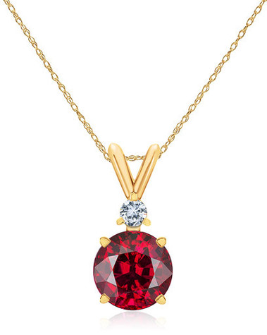 Rosa 1.25 Carat Round Ruby Gemstone Basket Set Pendant Ziamond Lab Grown Diamond Simulants