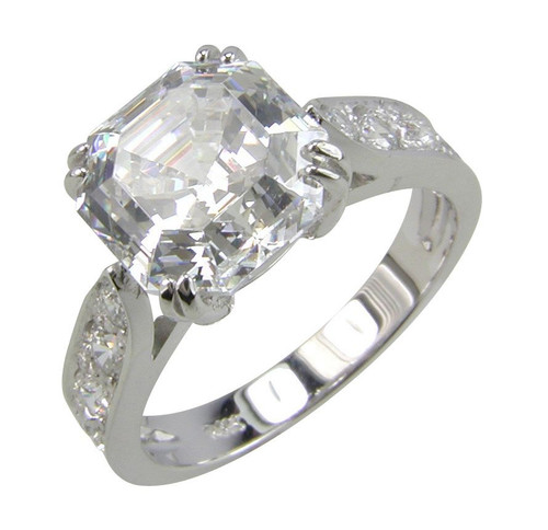 Winston 2 5 Carat Asscher Inspired Cubic Zirconia Cathedral Pave Bridal