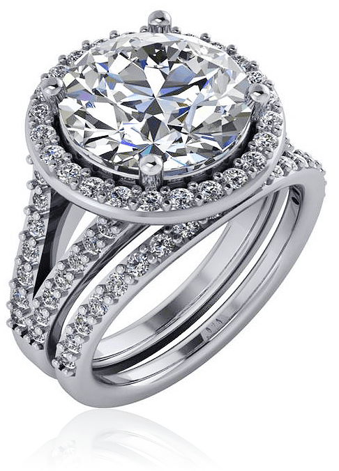 Burke 4 Carat Round Cubic Zirconia Pave Set Cathedral Split Shank ...
